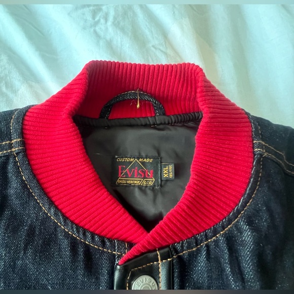Evisu | Jackets & Coats | Evisu Embroidered Puff Jacket Xxlfaux Leather ...